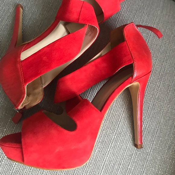 Zara | Shoes | Dreamy Suede Leather Red High Zara Heels Sandals | Poshmark